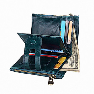 Baellerry Women RFID Blocking Wallet Small Vintage Cowhide Leather Wallet For Women (blue1)