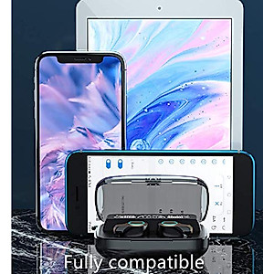 M18 Bluetooth 5.0 Wireless Earbuds with Wireless Charging Box IPX7 Waterproof TWS Stereo Earphones in-Ear Built-in Mic Earphones with Sound with deep bass, Suitable for Sports Black