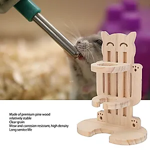 Wooden Pet Water Bottle Holder,Hamster Water Bottle Stand Pet Supplies for Small Sized Pets as Hamsters Gerbils Guinea Pigs Rabbits Puppy Cats