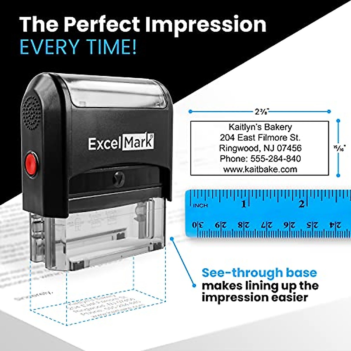 ExcelMark Large Return Address Stamp - Up to 5 Lines - Custom Self Inking Rubber Stamp - Customize Online with Many Font Choices - Large Size
