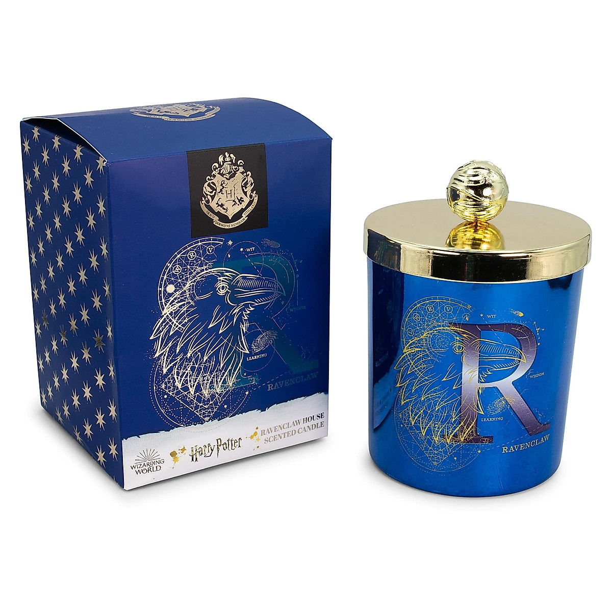 Harry Potter House Ravenclaw Premium Scented Soy Wax Candle with Unique Aromatic Fragrance | 50-Hour Burn Time | Home Decor Housewarming Essentials, Wizarding World Hogwarts Gifts and Collectibles