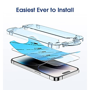 amFilm Screen Protector OneTouch Compatible with iPhone 14 Pro Max 6.7", Dynamic Island Compatible- with Easy Installation Kit, Full Coverage Case Friendly, Tempered Glass, 2 Pack