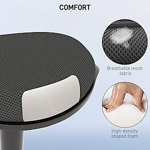 HOMCOM Standing Desk Chair, Ergonomic Backless Wobble Stool, Height Adjustable Tall Office Chair 22.2-28.1 Inches, Active Learning Stool for Office Desks, with Rocking Motion, Padded, Black