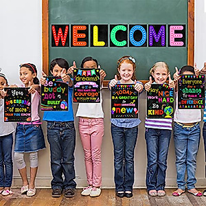 13 pieces Inspirational Wall Decor Motivational Poster for School Classroom Poster Bulletin Board Set Positive Quote Wall Art with Welcome Sign for Students Home School Office Counselors Teachers