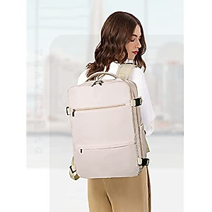 CLUCI Travel Backpack for Women, Carry On Backpack Fit for 15.6" Laptop,Airline Approved,Underseat Personal Item Travel Bag,Waterproof Daypack for Weekender Gym Apricot color