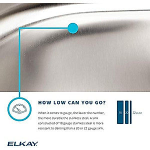 Elkay ELUH231712 Lustertone Classic Single Bowl Undermount Stainless Steel Sink