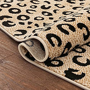 Well Woven Dulcet Leopard Black Ivory Animal Print 7'10" x 9'10" Area Rug