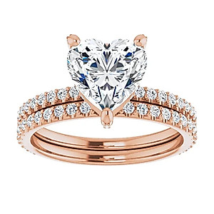 Solitaire Moissanite Engagement Ring Set, 2.75 CT Heart Cut Moissanite Diamond Bridal Wedding Ring Set for Womens, Birthday Gift, VVS1 Colorless, 10K 14K 18K Solid Gold, 925 Silver