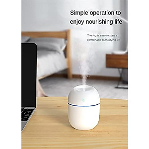 Portable Mini Humidifier, 220ml Small Cool Mist Humidifier, USB Personal Desktop Humidifier for Baby Bedroom Travel Office Home, Auto Shut-Off, 2 Mist Modes, Super Quiet (White)