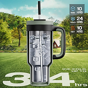 POWCAN 40 oz Tumbler with Handle, 2-in-1 Straw and Sip Lid, Leakproof, Dishwasher Safe, Insulated Stainless Steel Travel Coffee Mug, Keeps Cold for 34 Hours, Fits in Car Cup Holder (Agave)