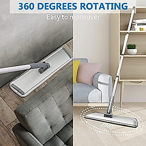 Microfiber Mop for Floor Cleaning, Aifacay Flat Floor Mop with 4 Washable Mop Pads Wet Mop System 360 Swivel Dust Dry Mop for Hardwood Laminate Tile Vinyl Floors Wall Baseboard Mop with Long Handle