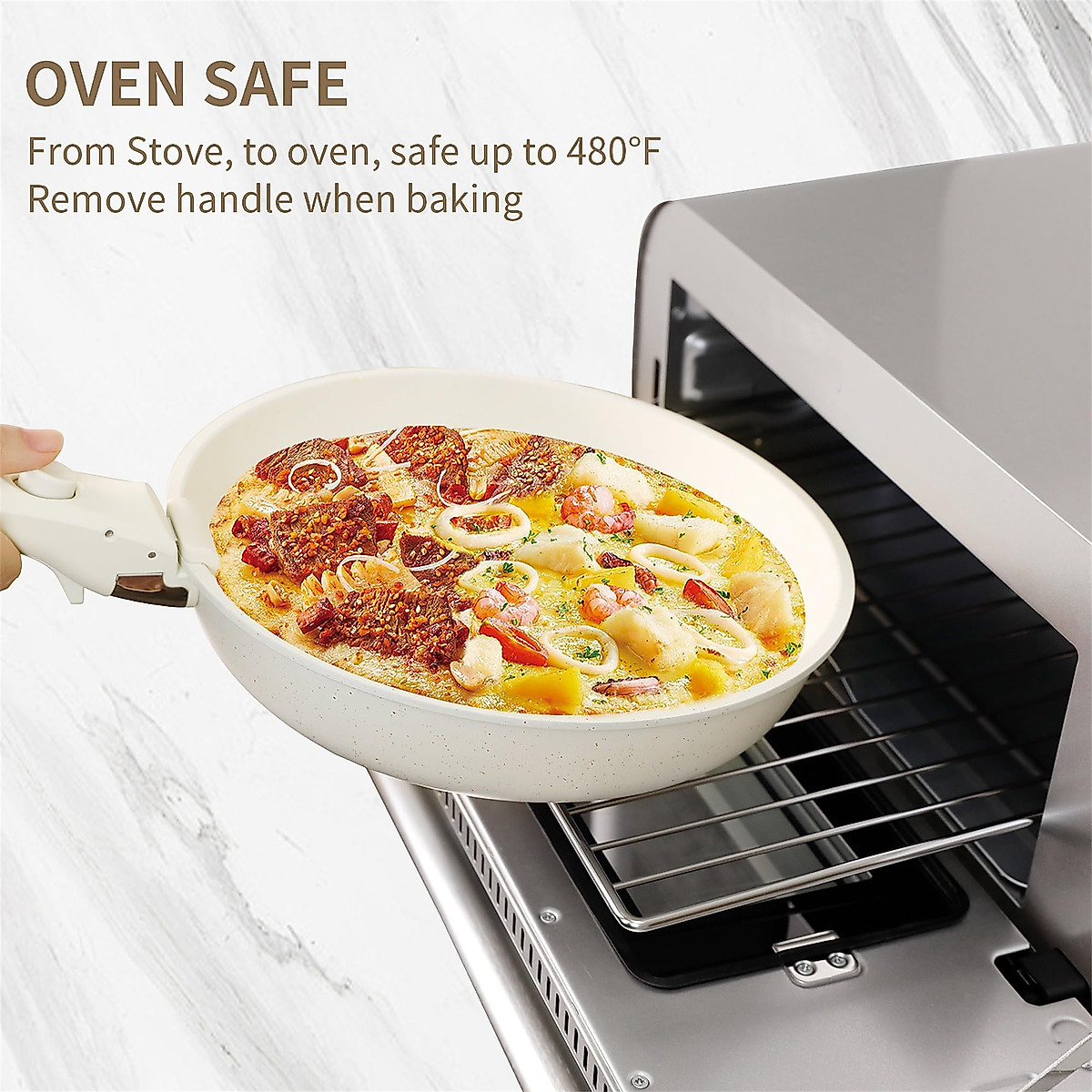 YASHE 13-Pieces Pots and Pans Set Non Stick, Ceramic Kitchen Cookware Set, Detachable Dandle Pots and Pans with Pan Protectors, PFOS and PFOA Free