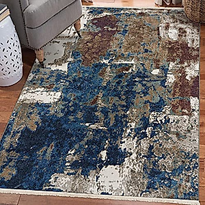 LUXE WEAVERS Arman Distressed Artistic Abstract Fringe Multi 8x10 Area Rug