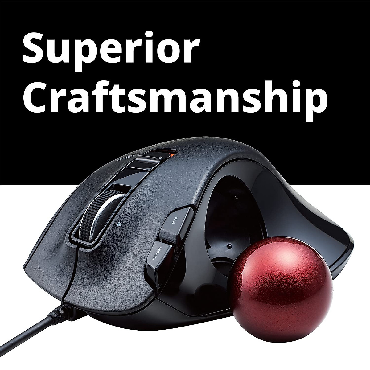 ELECOM EX-G Wired Trackball Mouse, Ergonomic Thumb Control, Smooth Tracking Roller Ball, 6 Programmable Buttons, Tilt Scroll, Computer Mice for PC Mac