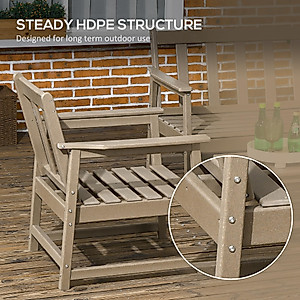 Outsunny 4 Piece Patio Furniture Set with Cushions, HDPE Conversation Sofa Set with Two Chairs, Loveseat, and Slatted Top Coffee Table, Cream White