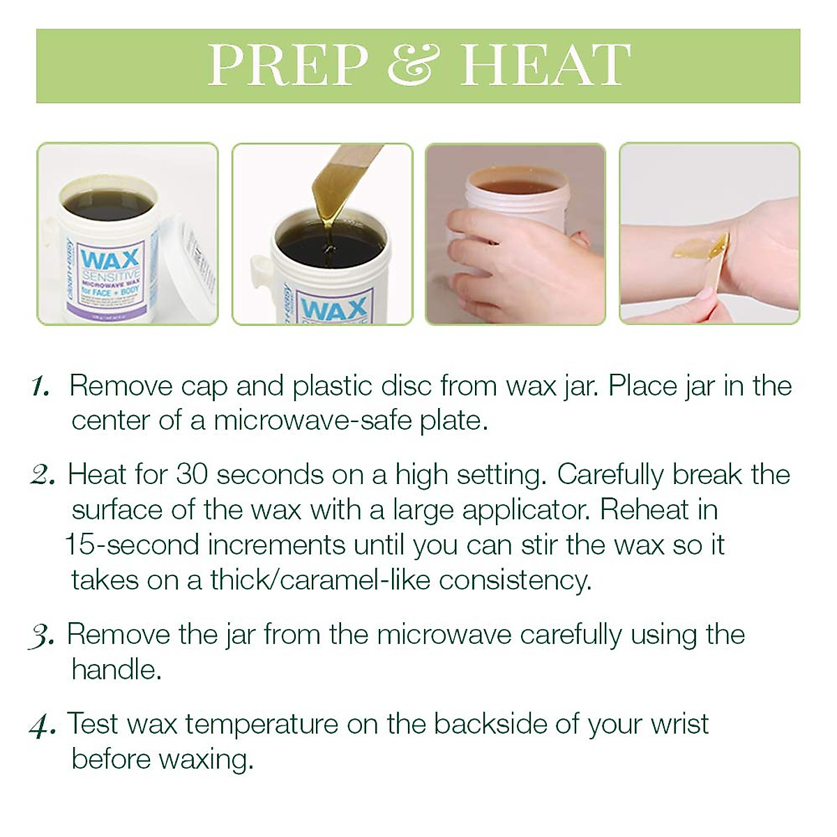 Clean + Easy Sensitive Microwave Kit for Face & Body, All-in-One Waxing Essentials for Full Body Hair Removal Treatment, Soft Wax, Easy to Prepare, Convenient to Use, Safe for Delicate Skin, 10-Pc