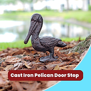 Cast Iron Pelican Decorative Door Stopper and Paperweight - Heavy Duty Door Bumper for Bottom of Door Weighing 2 lbs 3 oz Measuring 6.5'' by 6.5'' - Cute and Functional Door Stopper