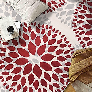 Rugshop Modern Floral Circles Design for Living Room,Bedroom,Home office,Kitchen Non Shedding Area Rug 3'1" x 5' Red