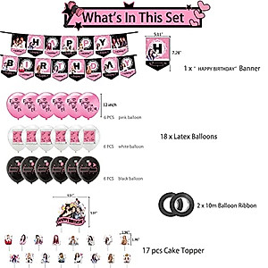 Blackpink Birthday Party Supplies,Black Girl Pink Girl Birthday party Decoration