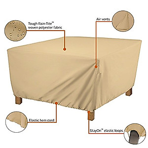 Classic Accessories Terrazzo Water-Resistant 21 Inch Square Ottoman/Coffee Table Cover, Outdoor Ottoman Cover