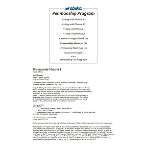 Penmanship Mastery I - Abeka 4th Grade 4 Cursive Penmanship Student Work Book
