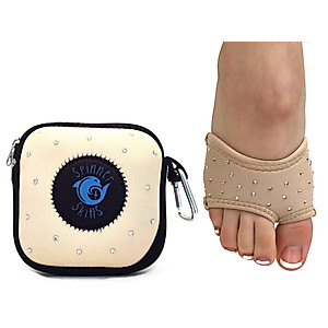 Spinner Skins Neoprene Dance Half Soles and Pouch-Nude with Rhinestones-M