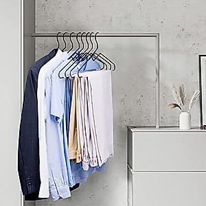 Nature Smile Premium Black Matt Metal Suit Clothes Hanger 10 Pack with a Smooth Beech Wood Pants Bar,Unique Coat Hanger Dress Hanger Shirt Hanger