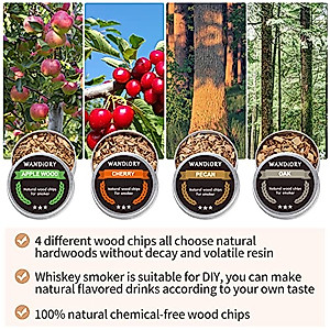 Cocktail Smoker Kit with Torch, WANDiORY Bourbon Whiskey Drink Smoker Infuse Kit with 4 Flavors Wood Chips, Old Fashioned Smoker Kit, Bourbon Whisky Gifts for Men Him