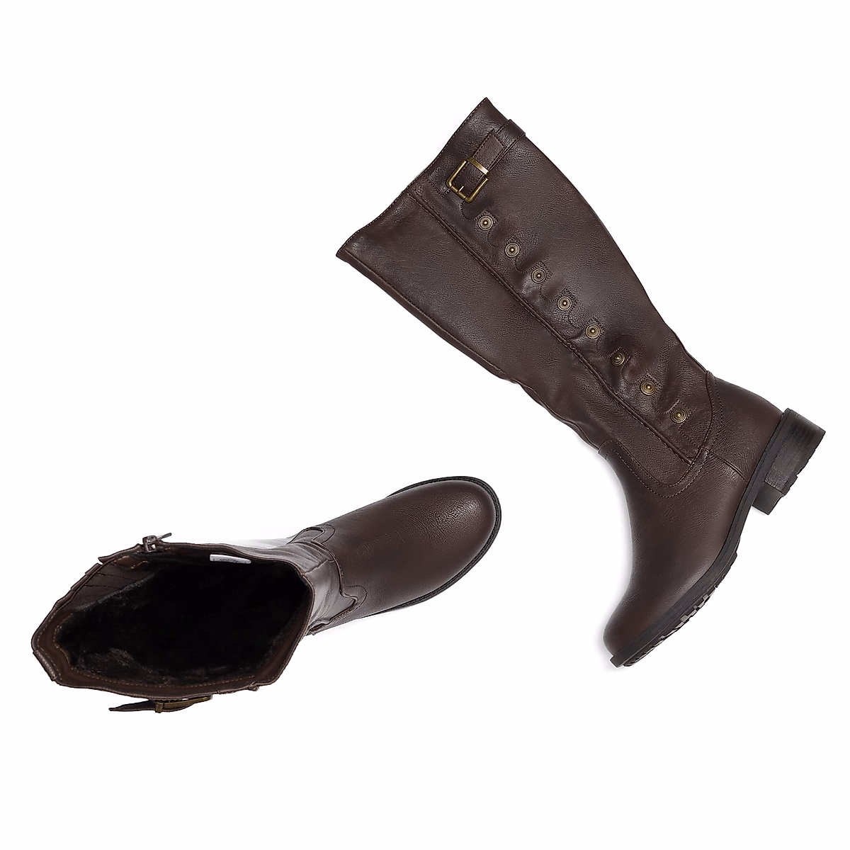 DREAM PAIRS Women's Army Brown Pu Leather Knee High Winter Riding Boots Size 10 M US