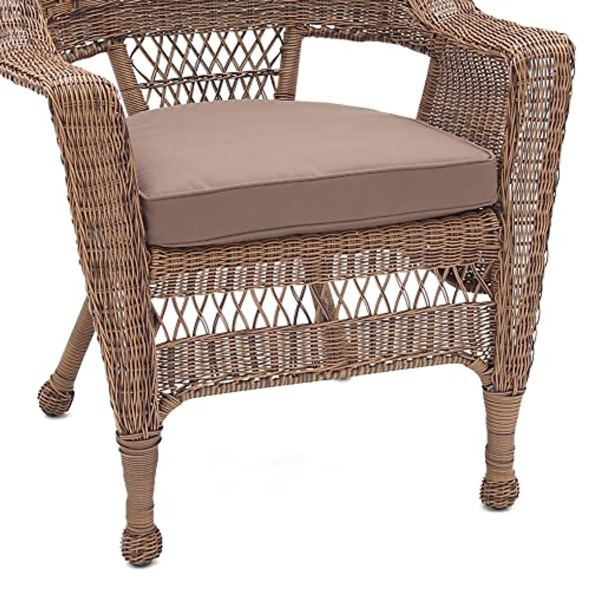 Jeco Wicker Chair with Brown Cushion, Set of 2, Honey/W00205-