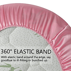 Satin Bassinet Sheet Set 2 Pack Ultra Soft Silk Fit for Rectangle, Hourglass, Oval Bassinet Mattress Protect for Baby Hair and Skin Cradle or Bassinet Sheets, Lt Grey & Pink