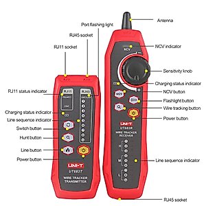 UNI-T UT683KIT Cable Tester Wire Tracker for RJ11 and RJ45 Cables Tester, Telephone Line Finder Cable Collation, Network Maintenance Collation, Repairing Networking Tool