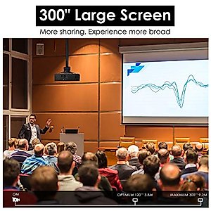 JIMTAB M18 Native 1080P LED Video Projector, Upgraded HD Projector with 300”Display Support AV,VGA,USB,HDMI, Compatible with Xbox,Laptop,iPhone and Android for Academic Display (Dark Star)