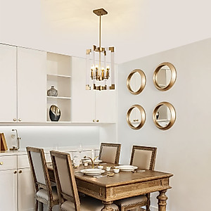 HOTIPRO Modern Gold Chandelier Contemporary Gold Pendant Light 4-Light Hanging Light Fixture for Living Room Dining Room Foyer Kitchen W13.78 Inches… B0C9LZPTXK