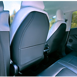 LunaBox Seat Back Protector Designed for Tesla Model Y/3 - Wear Resistant Seat Protector, Seat Back Kick Mats with Bigger Organizer Pocket - 2 PCS (Black)