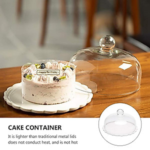 DOITOOL Ceramic Cake Plate with Glass Dome Glass Dessert Holder Clear Cupcake Stand Decorative Serving Tray Dish Rack for Fruit Dessert Cake White