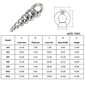 10 PCS 304 Stainless Steel M4 Thread Dia Ring Shape Eyed Bolt Lifting Eye Nut Fastener
