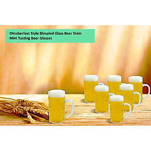 Beer Mug, Plastic Beer Mugs With Handles, 8 oz Dimpled Glass Beer Stein, Mini Oktoberfest Beer Mug, Reusable, Dishwasher-Safe (10 Pcs)