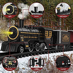 Locomoto Train Set - Electric Train Toys w/Smoke, Light &Sounds, Train Sets for Boys&Girls2-4-7 w/Locomotive, 2 Cars &14 Tracks, Christmas Toy Train Gifts for Kids Ages 8-14 & 3 Years Old Toddlers