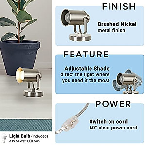 Catalina Lighting 18775-016 Modern Multipurpose Spotlight Desk or Wall Mount Accent Lamp, LED Bulb Included, 6", Brushed Nickel