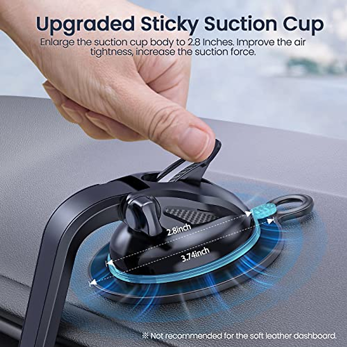 OQTIQ Phone Mount Holder for Car Dashboard Car Cell Phone Holder Upgraded Suction Cup Phone Car Mount in Vehicle Compatible with iPhone 13 12 11 Pro, Xr, XS, XS MAX,XR,X with Samsung & All Smartphones