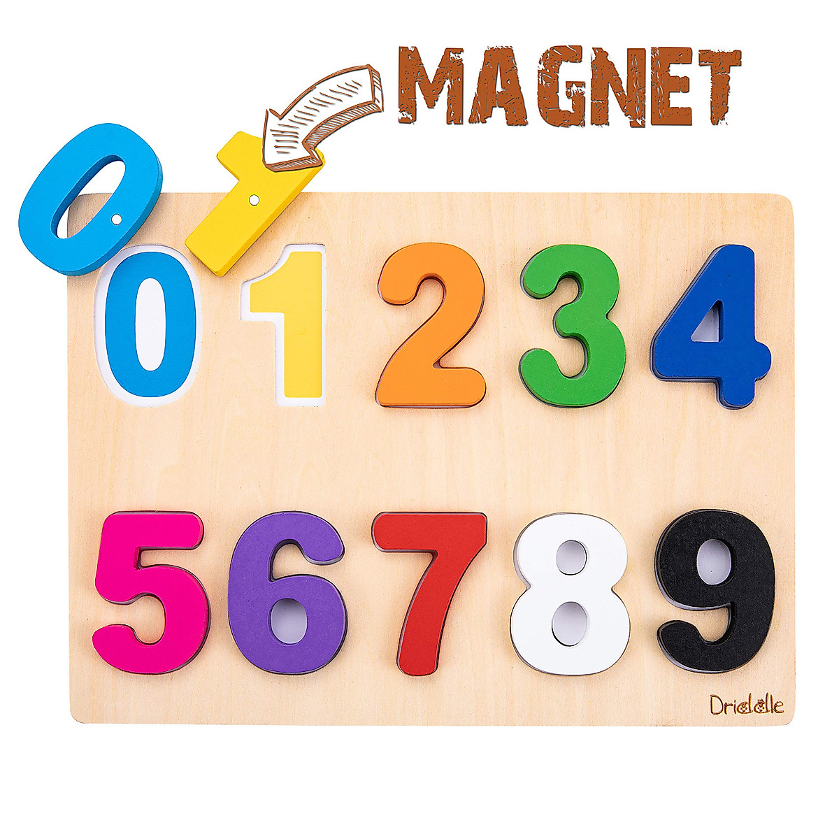Magnetic Wooden Educational Number Puzzle - Learn Numbers & Color Recognition Toy – Toddler Preschool Game – Kids Montessori Education