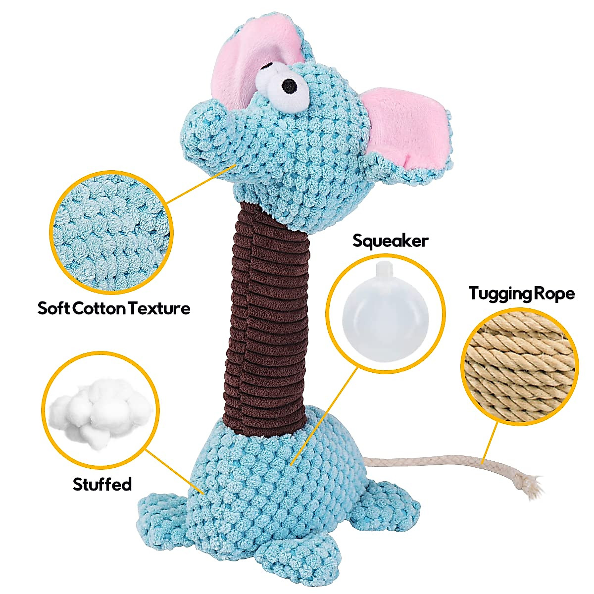 KuddelMuddel Squeaky Plush Dog Toy Set, Stuffed Fun Elephant and Cute Frog, Interactive Soft Chew Pet Toy for Puppies, Small Medium and Large Breed Holiday Birthday Gift (2 Pack)