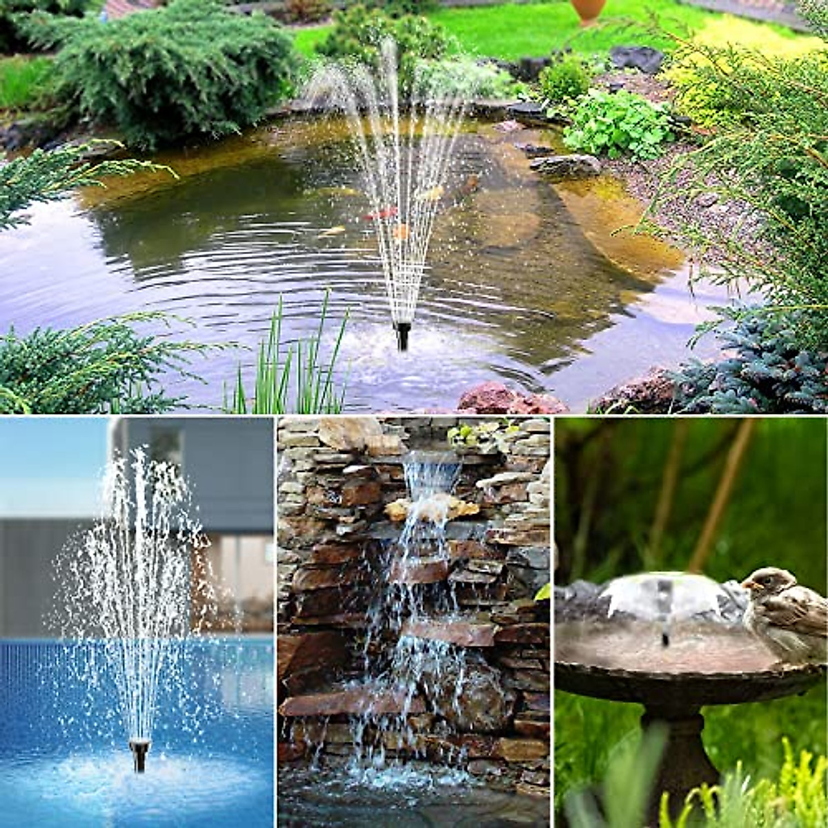 Antfraer 12W Solar Water Pump, Solar Fountain Pump Kit with 160GPH Submersible Water Flow Adjustable, Solar Powered Water Pump Outdoor, Solar Water Fountain for Bird Bath Fish Pond Garden Hydroponic