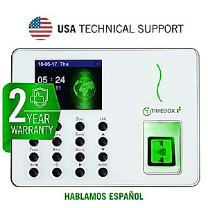 Timedox Silver Snow WiFi Biometric Fingerprint Time Clock Bundle, Including Software, 0 NO Monthly Fees, 180 Days Live Support, Free Unlimited Backup and Storage, 2-Yr Warranty