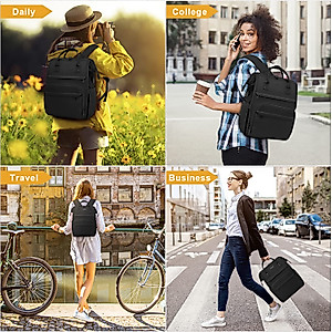LOVEVOOK Laptop Backpack for Women, 14 Inch Nurse Teacher Backpack Work College Backpack Travel Bags Computer Laptop Bag Casual Daypack Purse, Black