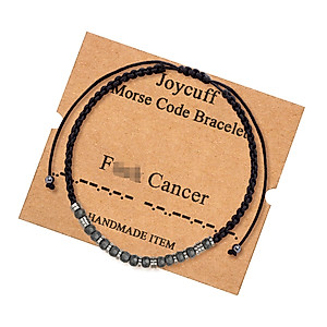 JoycuFF Cancer Survivor Gifts for Women Encouragement Morse Code Bracelets for Men Teen Best Friend Breast Cancer Motivational Empowerment Handmade Woven Jewelry