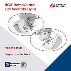 Lithonia Lighting HGX LED 2RH 40K 120 MO WH M2 HomeGuard Security Flood Lights, 4000 Lumens, 2-Light, Photocell Sensor and Motion Detection, White