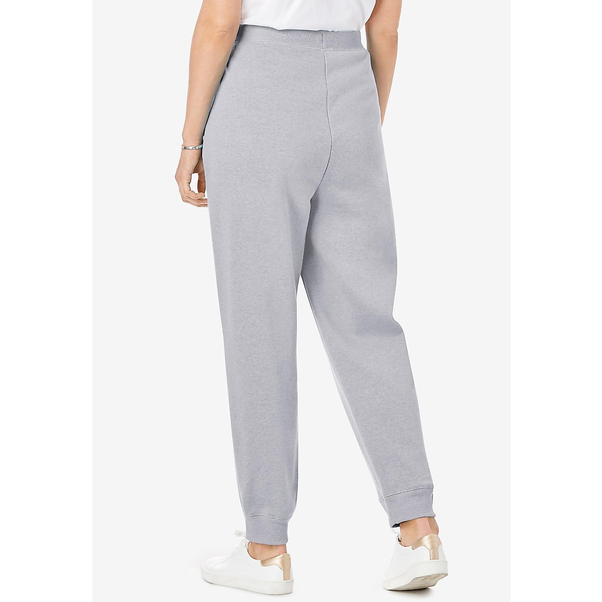 Woman Within Women's Plus Size Petite Better Fleece Jogger Sweatpant - L, Heather Charcoal