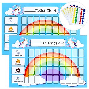 GWHOLE 2 Pack of Unicorn Potty Training & Toilet Training Reward Chart with 270 Star Stickers for Toddlers, Boys, Girls